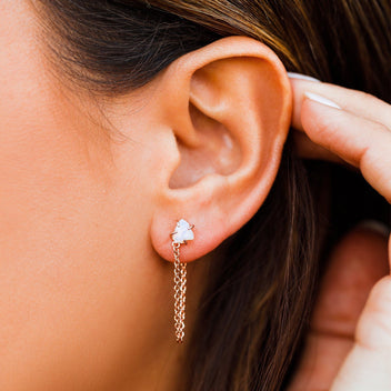 Raw Gem Chain Wrap Earrings